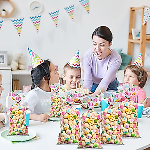 Harloon 100 Pieces Cellophane Treat Bags with Twist Ties, Watercolor Dots Cellophane Bags Plastic Treat Candy Bags for Birthdays Baby Shower Mothers Day Graduation Party Supplies