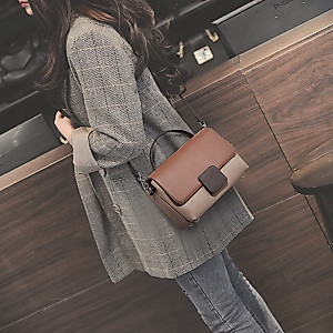 LAORENTOU Women Shoulder Bag Cowhide Satchel Handbag Leather Purse for Women Crossbody Bag (Brown)