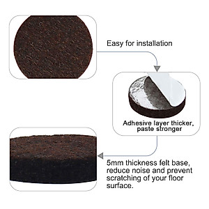 uxcell 70pcs Furniture Pads Round 3/4" Self-Stick Non-Slip Anti-Scratch Felt Pads Floors Protector Dark Brown
