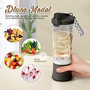 2 Pack Portable Blender, Personal Blender for Shakes and Smoothies, 20 Oz Mini Smoothies Blender to Go, USB Rechargeable Blender Cup with Travel Lid for Home, Office, Trave