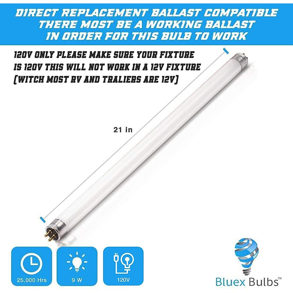 4 Pack T5 21 Inch LED F13T5DL LED Replacement Bulb F13T5 LED 9 Watts 920 Lumens Daylight White 6500k 120V F13 T5 13 Watt Bulb