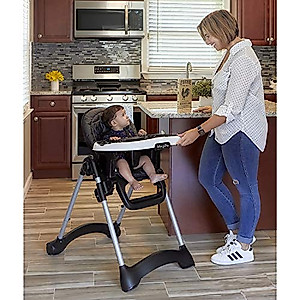 Dream On Me Solid Times High Chair for Babies and Toddlers in Black, Multiple Recline and Height Positions, Lightweight Portable Baby High Chair, 5 point Safety Harness, Easy to Clean Surface