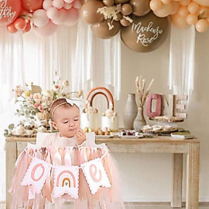 Bohemian 1st Birthday Banner - Bohemian Rainbow High Chair Banner, First Birthday High Chair Bunting Decoration, Silent and Neutral Modern Girl, Smash Cake Props, Photographer Photo Props.