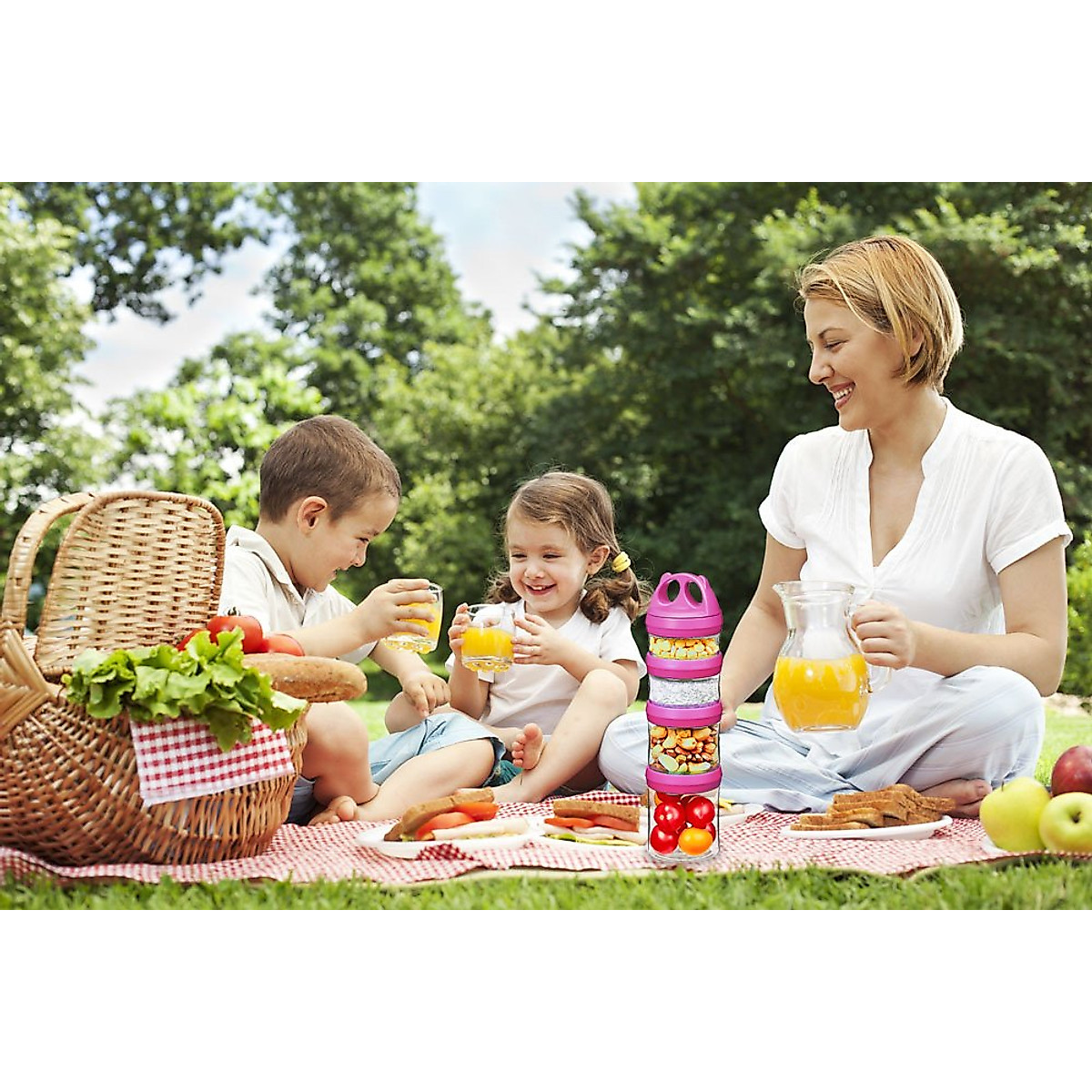 BeneLabel Stackable Food Storage Containers for Formula Travel Container for Storing Milk, Protein Powder, Snacks, Travel Items, BPA Free(Red, 31oz)