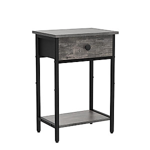 Night Stand Beside Tables with Drawers Nightstand for Small Spaces Side Table with Storage Shelf Rustic End Table Small Night Stand for Bedroom, Living Room, Study, Office, Pantry