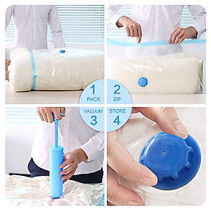 Vacuum Storage Bags for Clothes, 12 Pack Vacuum Sealer Bags Clothes Blankets 4 Jumbo +4 Large + 4 Medium Bolsas Para Guardar Rropa Cobijas with Travel Hand Pump and Laundry Bag