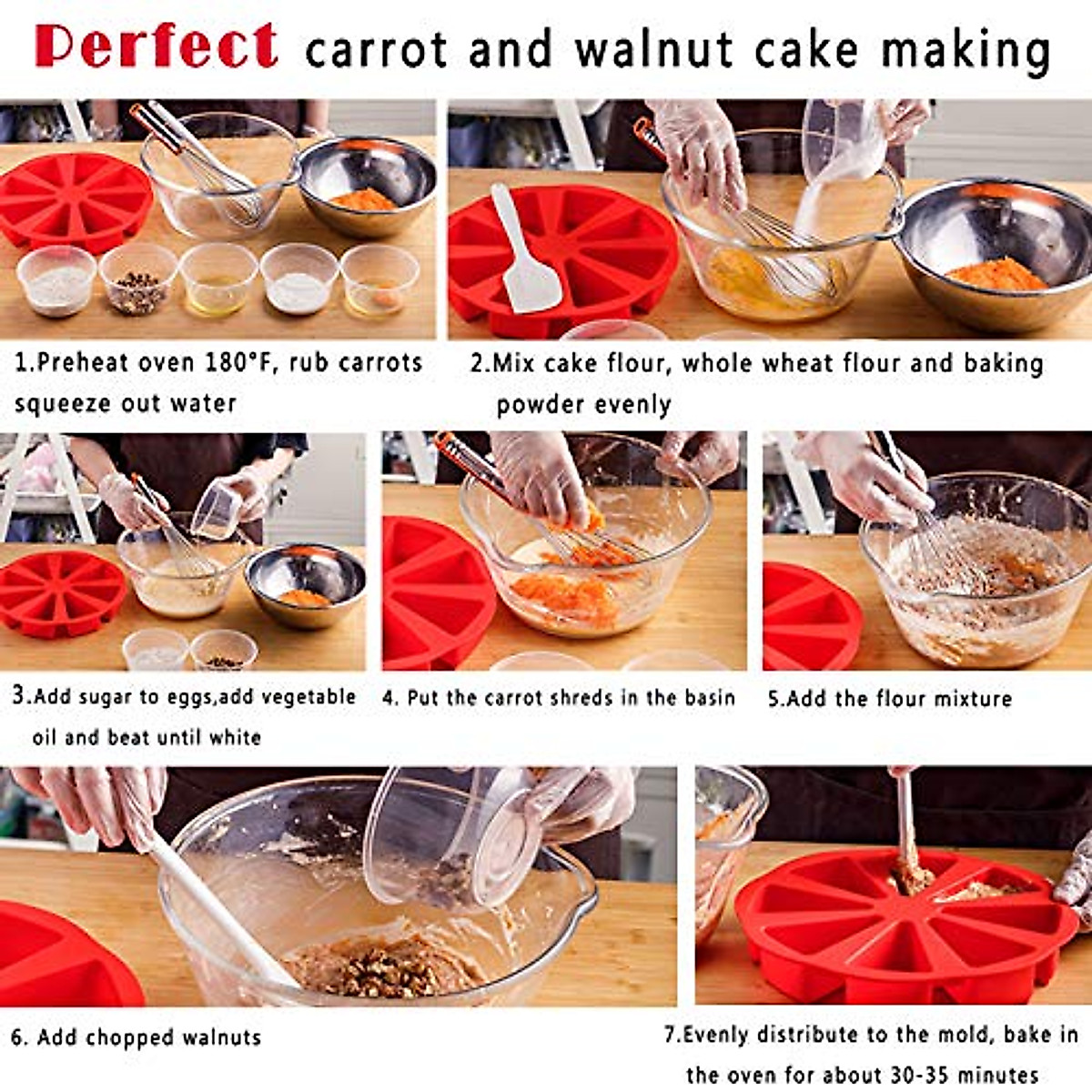 Meajore 2 Pcs Silicone Cake Scone Pan,Triangle 8 Cavity Pizza Cake Pan,Internal Diameter 4 inch Cake Pan for Brownies Muffins,Cheesecake,Cornbread Kitchen Baking Shapes (Blue)