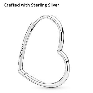 PANDORA Asymmetrical Heart Hoop Earrings - Classic Earrings for Women - Great Gift for Her - Made with Sterling Silver
