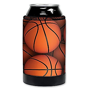 Mugzie Deluxe Can Cooler (Made in USA) - Premium Neoprene Wetsuit Material Beverage Can or Bottle Insulator for 12oz Soda Drink Beer Cans - Basketballs