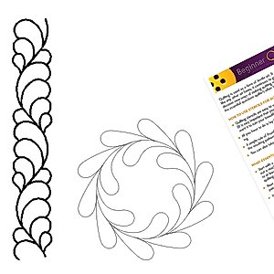 Quilting Stencils for Machine and Hand Quilting - 2 Quilting Stencils for Block, Border Patterns - Antique Feather, Feather Border Plastic Quilt Stencil Set with Guide