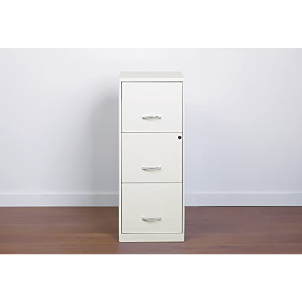 Office Dimensions 3 Drawer Lock SOHO Vertical File Cabinet, 18-Inch, White