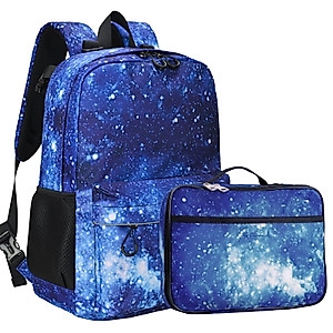 Fenrici Adaptive Backpack and Lunch Box Bundle (Blue Galaxy)
