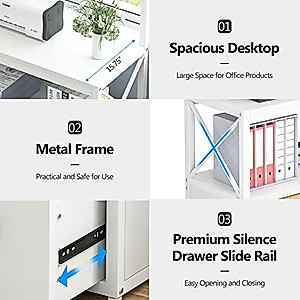 Tribesigns Lateral File Cabinet Modern Filing Cabinet with 1 Large Drawer, Printer Stand with 3 Open Storage Shelves for Home Office