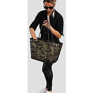 Pole Tribe Large Neoprene Tote Bag - Versatile and Lightweight Neoprene Bag for Women - Ideal for Beach & Everyday Use - Stylish and Durable Neoprene Tote Bags - Superb Gym Tote or Womens Travel Totes