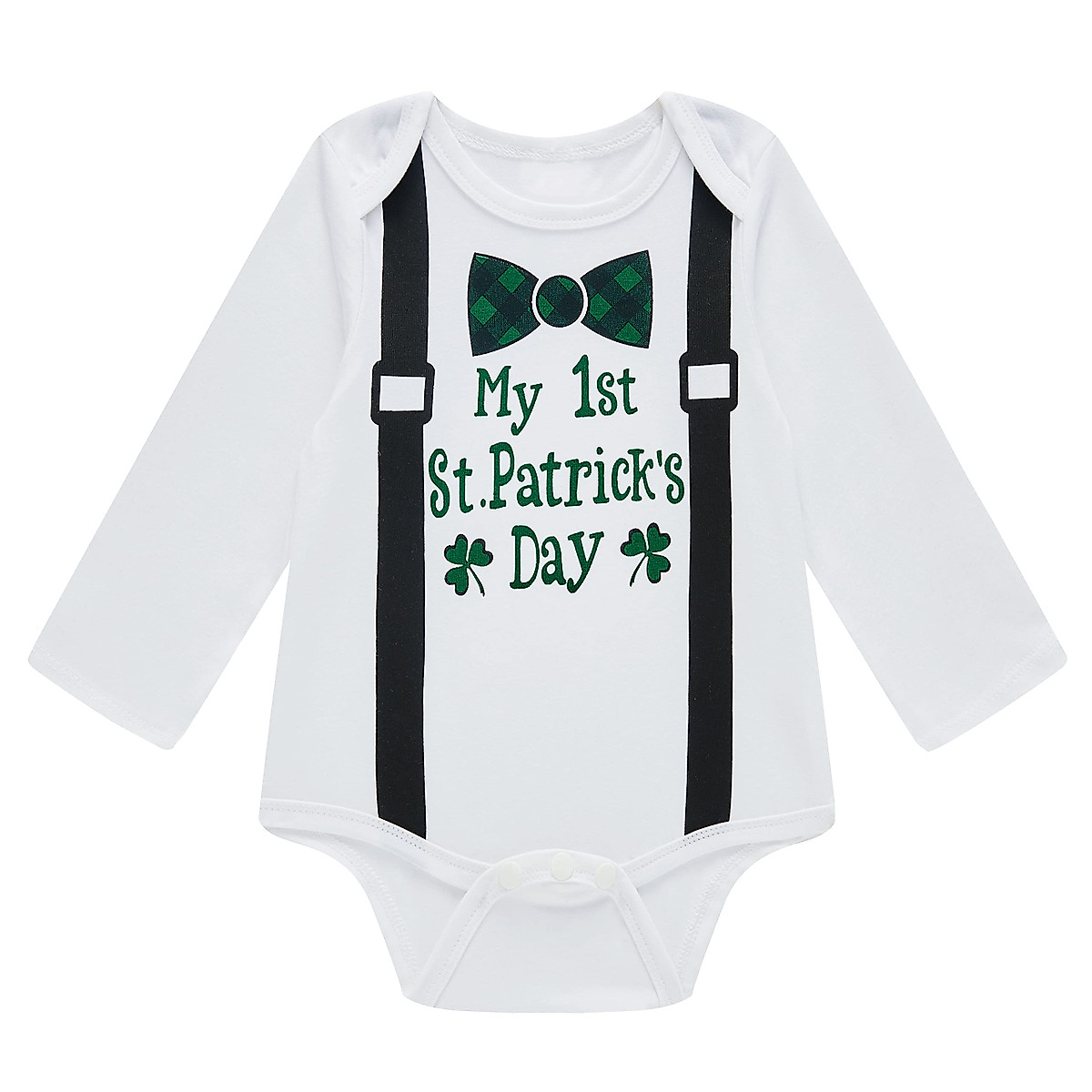 Kewlent Baby Boy Outfits My First St Patrick's Day Clothes Pant Set (Green grid, 0-3 Months)