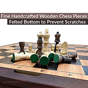 Sterling Games Wooden Chess Table | Chess, Checkers and Backgammon 3 in 1 Combo Game Table Furniture Set, 25" x 25", 4" King