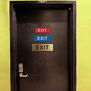 All Quality Basic Exit Wall or Door Sign - Simple & Clear To Ensure Safety | Easy to Install - Brushed Gold - Small (1 Pack)