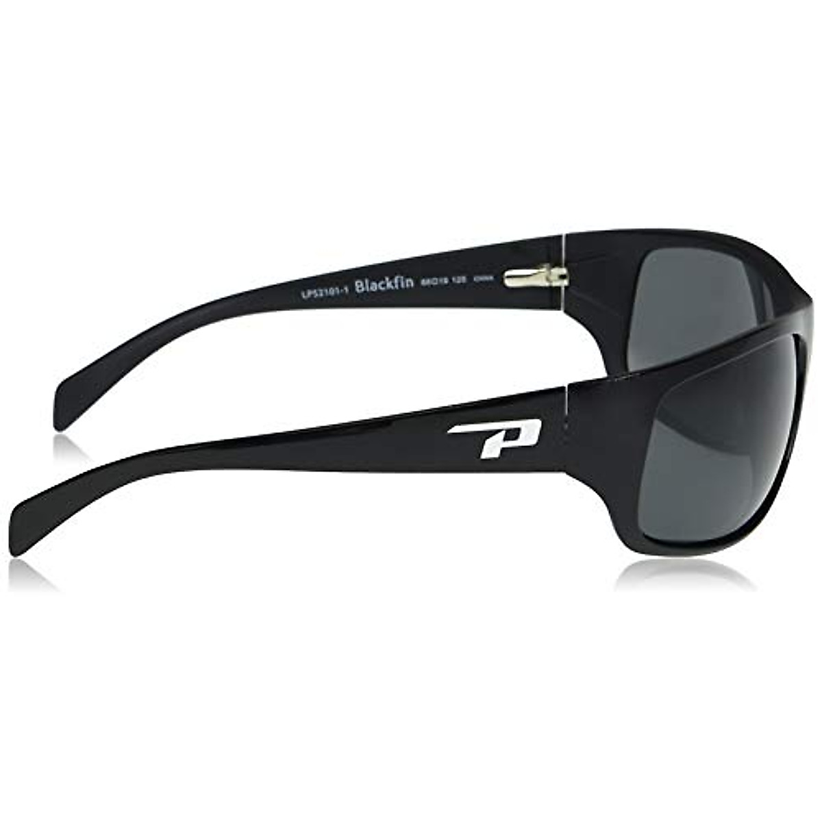 Peppers Sport Polarized Oval Sunglasses, Shiny Black, 66x19x125mm