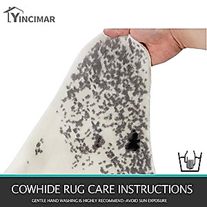 Yincimar Faux Cowhide Rug Extra Large Cow Print Area Rug 5.2ft x 6.6ft Non-Slip Animal Hide Carpet for Bedroom Living Room Western Home Office Decor (Black/Grey/White)