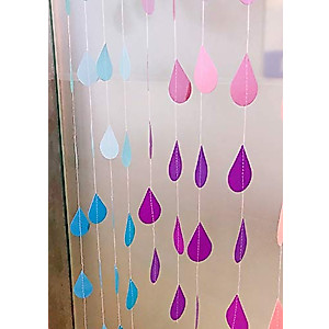 Baby Shower Wedding Birthday Party Decorations Paper Bunting Raindrop Banners Flags Garlands (Blue)