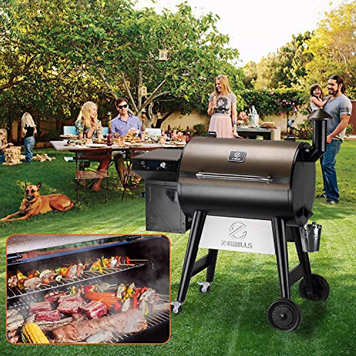 Z GRILLS 7002F/7002C 2021 Upgraded Wood Pellet Grill Smoker Portable for Outdoor BBQ, 8 in 1 BBQ Grill and Smoker with Digital Temperature Control, Hopper Clean-Out, 697 sq. in (Rain Cover Included)