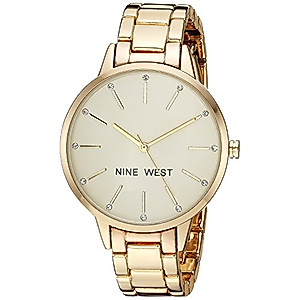 Nine West Women's Crystal Accented Gold-Tone Bracelet Watch