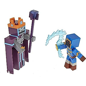 Minecraft Dungeons 3.25" 2-Pk, Arch Illager & Redstone Golem Battle Figures, Great for Playing, Trading, and Collecting, Action and Battle Toy for Boys and Girls Age 6 and Older