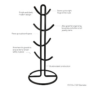 Spectrum Diversified Euro 8-Mug Holder for Storage and Organization of Coffee and Tea Mugs
