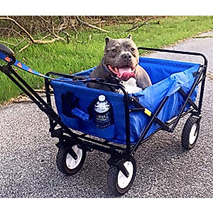 Mac Sports Heavy Duty Steel Frame Collapsible Folding 150 Pound Capacity Outdoor Camping Garden Utility Wagon Yard Cart, Blue