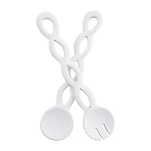 Mud Pie, White, Twisted Wood Server Set, 12"