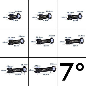 ZECHAO 25.4mm Mountain Bike Stem,Ultralight Handlebar Stem 7 Degree Mountain Road Bike Stem 60/70/80/90/100/110/120/130mm Bike Stem Bike Stem (Color : Black, Size : 25.4x130mm)