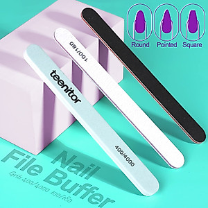 Teenitor Nail Gel Remover Tools Kit with Nail Remover Clips, Nail Remover Pads, Cuticle Oil, Nail Brushes, Nail File Buffer Block, Cuticle Peeler, Cuticle Pusher