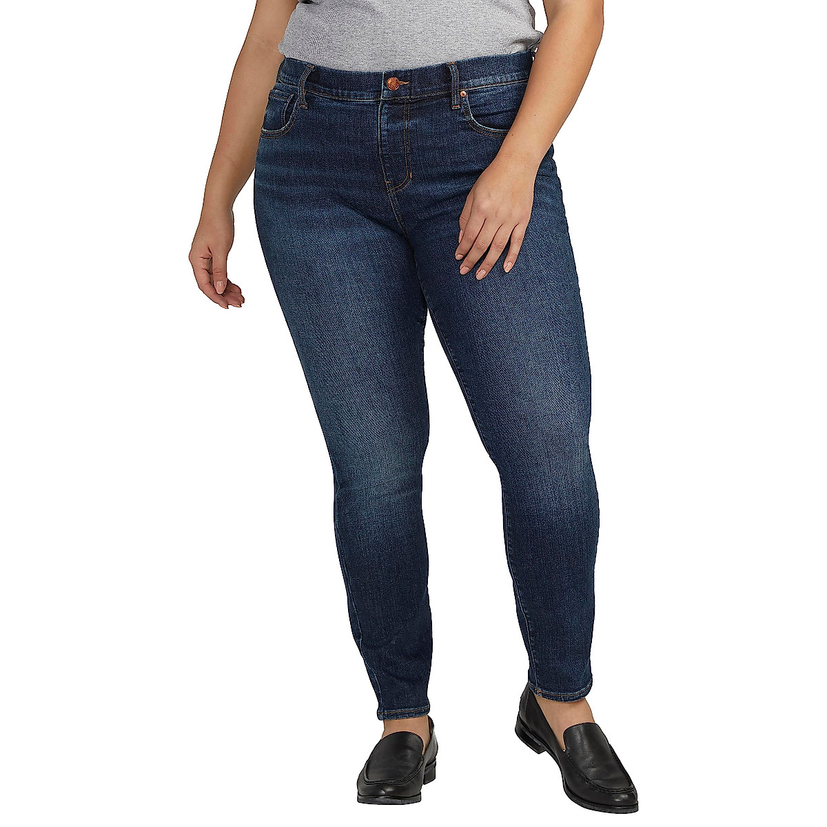JAG Jeans Women's Plus Size Maya Mid Rise Skinny Leg Jeans, Night Flight Blue, 18 Plus