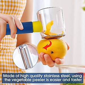 SKRYUIE Veggie Storage Peeler With Container, Stainless Steel Multifunctional Peeler, Peelers for Kitchen, Perfect Home Peeler for Veggie, Fruit, Potato, Carrot, Apple