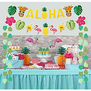 Hawaiian Aloha Party Decorations - Gold Glittery Aloha Banner for Hawaii Tropical Luau Themed Party Supplies