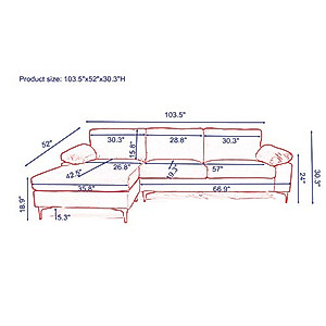 Restar Sectional Couch Left-Hand Facing, L-Shaped Couch for Family Living Room, Modern Large Velvet Sectional Sofa with an Extra-Wide Chaise Lounge (Light Grey)