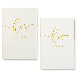 UNITED ESELL Ivory Wedding Vow Books His and Hers – Real Gold Foil Bride and Wedding Notebook with 28 Pages - 5,9" x 3.9" – Vow Renewal - Bridal Shower Gifts - Time Capsule Love Letter (Gold)