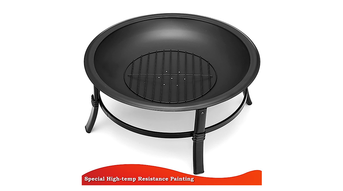 SINGLYFIRE 26-Inch Outdoor Fire Pit with Cover for Backyard & Camping