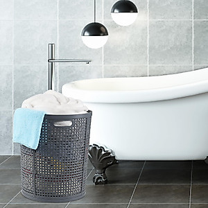 Sadstory Small Plastic Laundry Basket, 40 L Round Laundry Hamper, 2 Packs