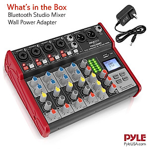PYLE Studio Audio Sound Mixer Board - 6 Channel Bluetooth Compatible Professional Portable Digital DJ Mixing Console w/ USB Mixer Audio Interface - Mixing Boards For Studio Recording - PMXU68BT