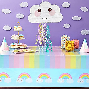 BLUE PANDA 3 Pack Pastel Rainbow Tablecloth for Baby Shower Decorations, Unicorn Birthday Party (54 x 108 in)