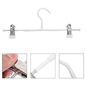Hemoton Nonslip Hangers 10pcs Pant Hangers, Skirt Hangers with Clips Metal Trouser Clip Hangers for Heavy Duty Ultra Thin Space Saving (White) Tie Rack Hanger