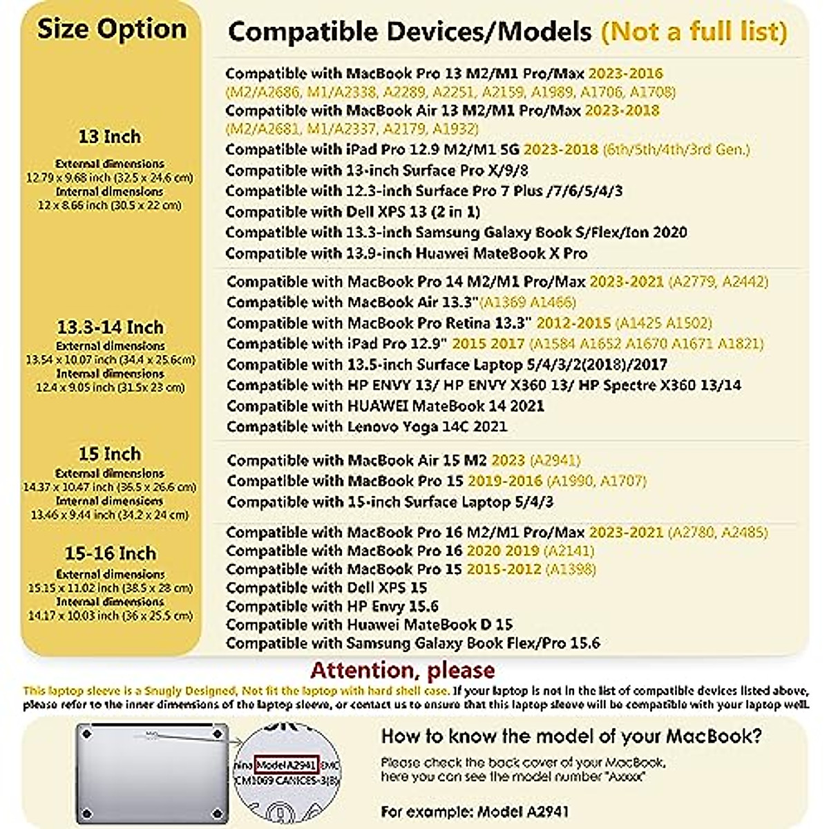 HYZUO 13.3-14 Inch Laptop Sleeve Case Compatible with MacBook Pro 14 M2/M1 Pro/Max A2779 A2442 2021-2023, MacBook Air 13 Inch 2010-2017, with Accessory Bag-Olive Yellow