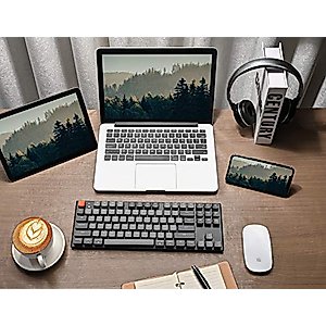 Keychron K13 87 Key Ultra-Slim Wireless Bluetooth/USB Wired TKL Tenkeyless Mechanical Gaming Keyboard, RGB LED Backlit Low Profile Blue Switches for Mac Windows, N-Key Rollover, Version 5