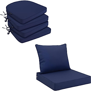 Favoyard Waterproof Outdoor Chair Cushion 16in Set of 4 & Outdoor Seat Cushion Set 22in
