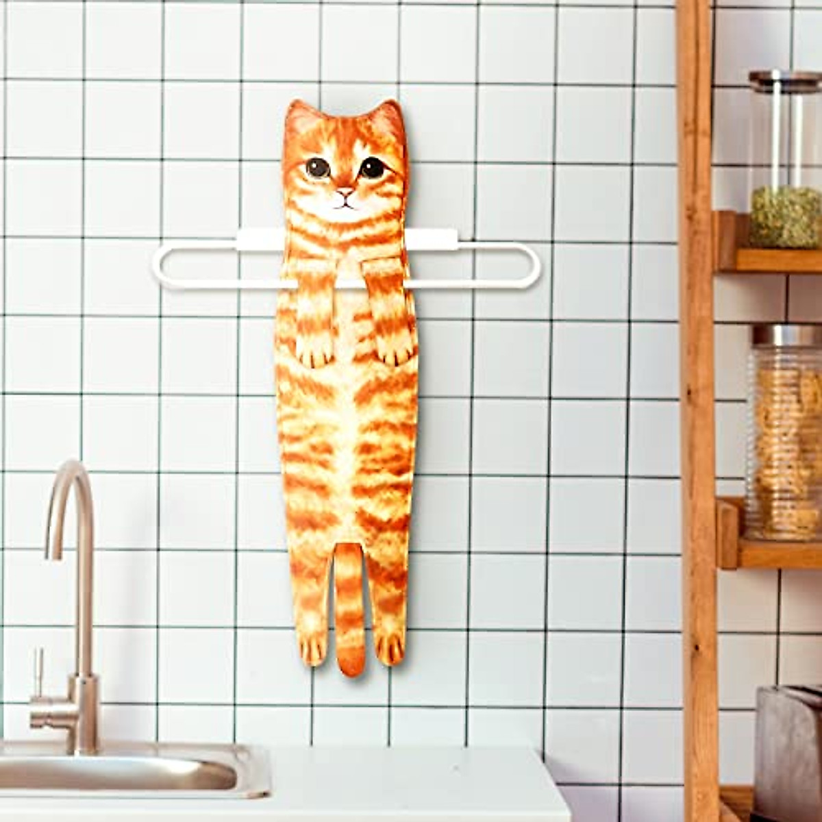 Hawgiman Hand Towels for Bathroom Kitchen,Cute Cat Quick-Dry Hanging Hand Towels Decorative for Bathroom Face Towels,Funny Gifts for Cat Lovers (Orange)