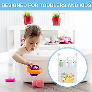 Jaeskeclip 2pcs Bath Toy Storage,Bath Toy Holder,Bath Tub Toy Holder Net With Pockets, Shower Caddy Holds Kids Toys, Soap, Or Shampoo, Hooks Included, White