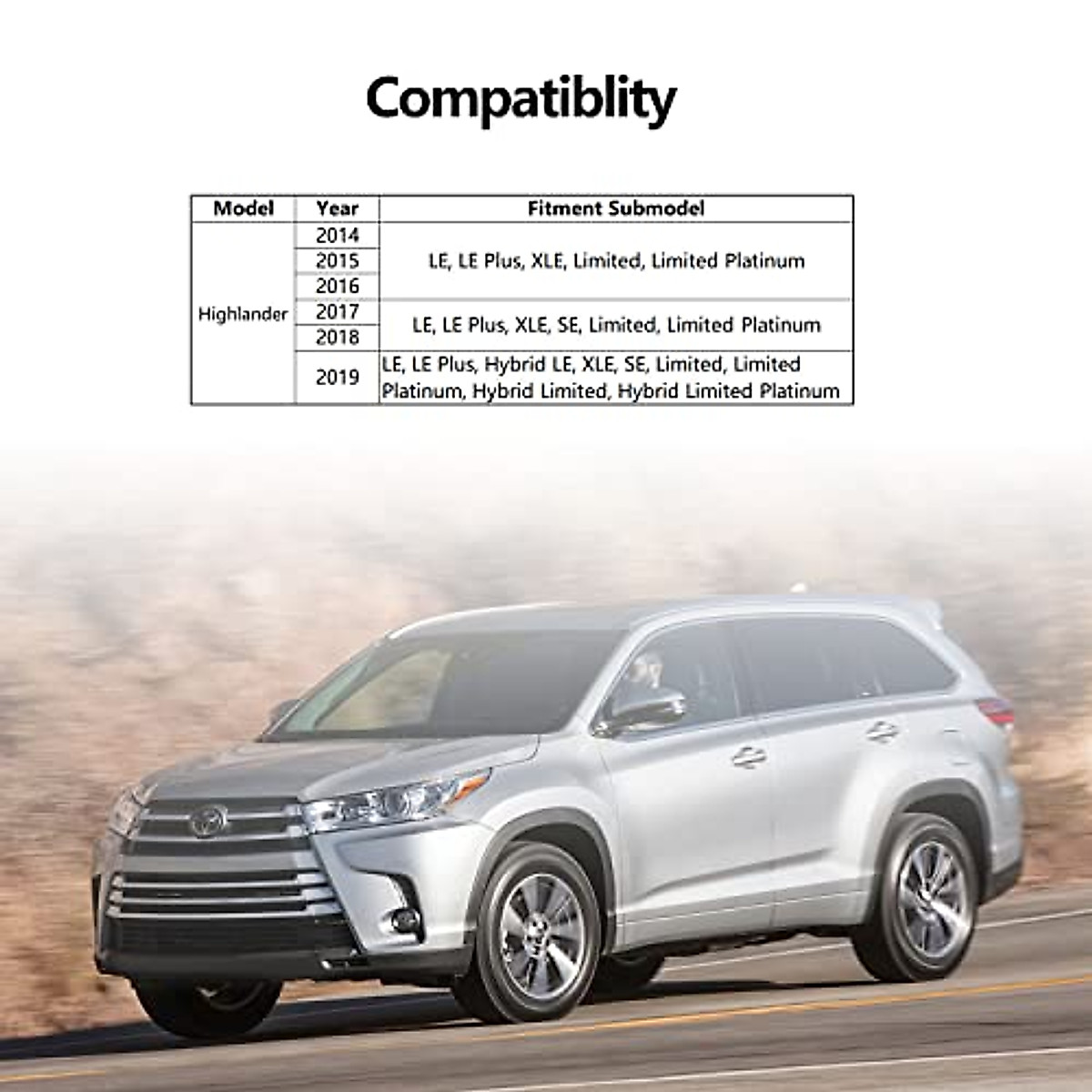 CarQiWireless Wireless Charger for Toyota Highlander 2014-2019 with Dual Charging, Center Console Wireless Phone Charging Pad