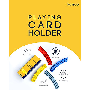 BORICO Card Holders for Playing Cards - 2 Pack Playing Card Holder for Kids and Adults,Stackable Storage Game Card Tray with a Travel Pouch (Blue)