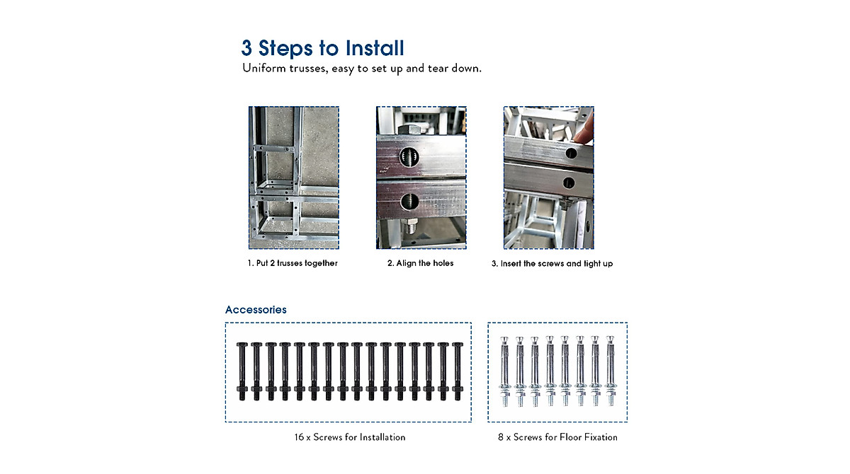Susire 3Packs Square Box Truss Trussing Segment Kit for Tent System DJ ...
